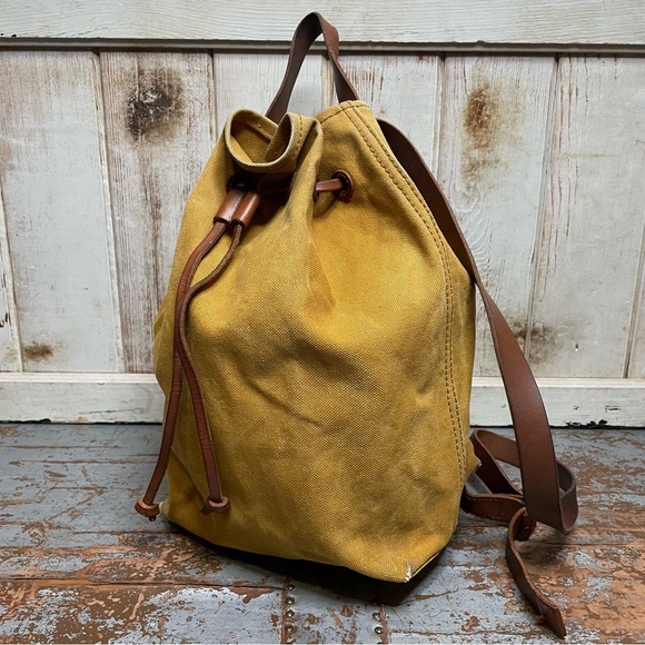 Madewell | Bags | Madewell Canvas And Leather Drawstring Backpack ...